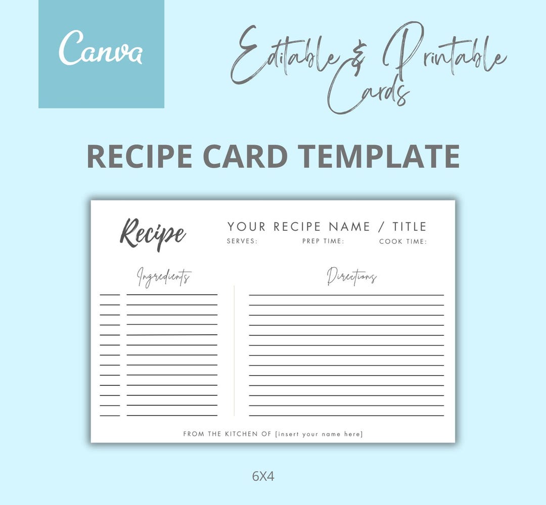 Recipe Template | Editable & Printable Canva Template | Organize and ...