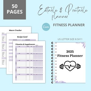 Fitness Planner | Editable & Printable Wellness and Workout Journal ...