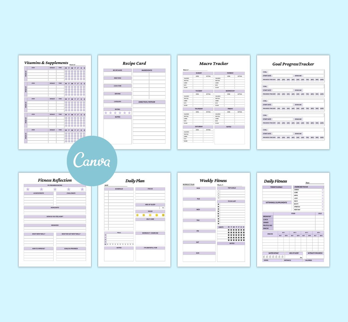 Fitness Planner | Editable & Printable Wellness and Workout Journal ...