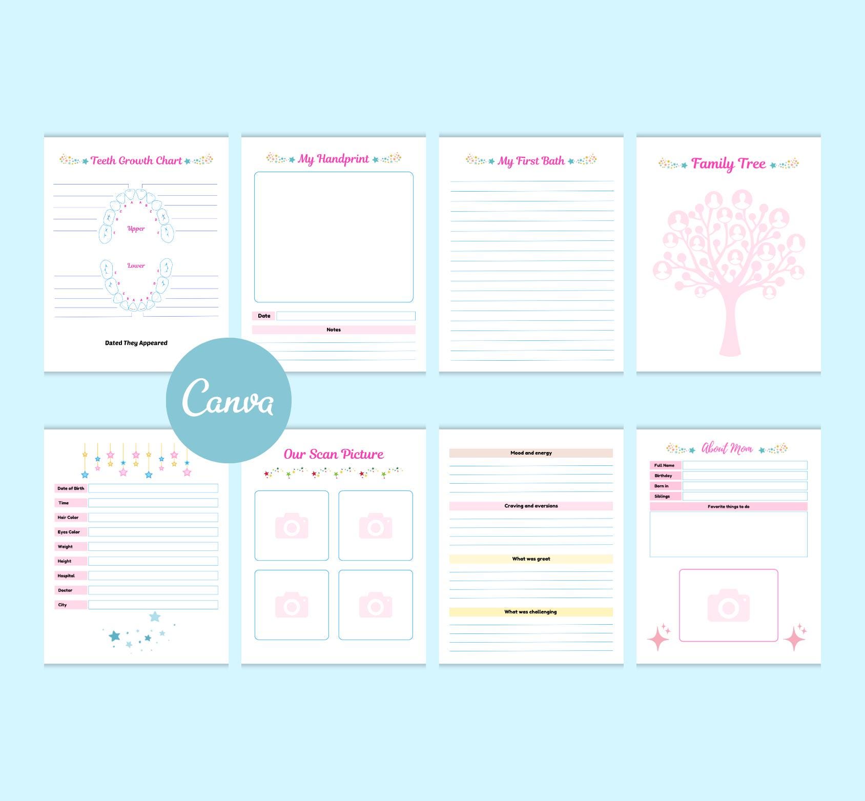 Baby Memory Book | Editable & Printable Baby Keepsake Journal | Track ...