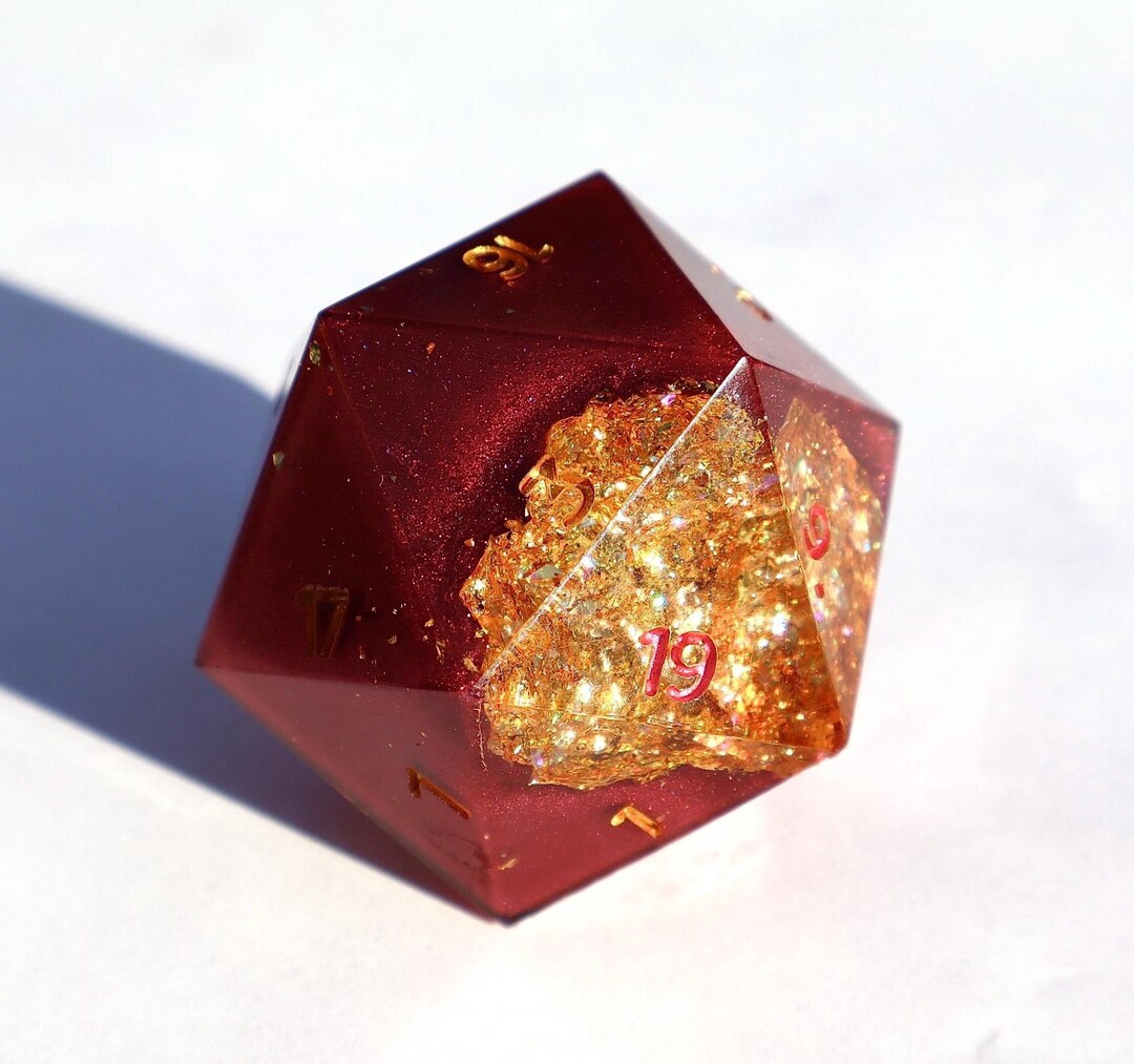 Dragon’s Hoard- 40mm Red and Gold Geode Dice - Etsy