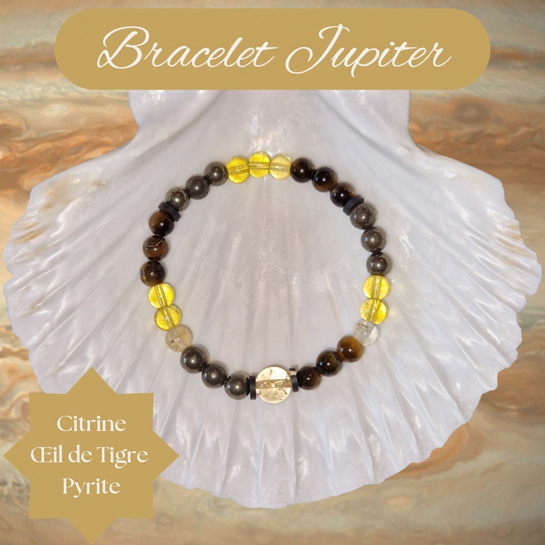 Jupiter Astrology Bracelet in Citrine Pyrite and Tiger's - Etsy