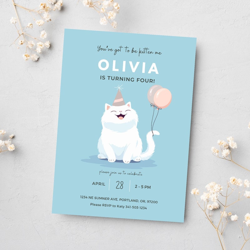 Cat Invitation - Etsy