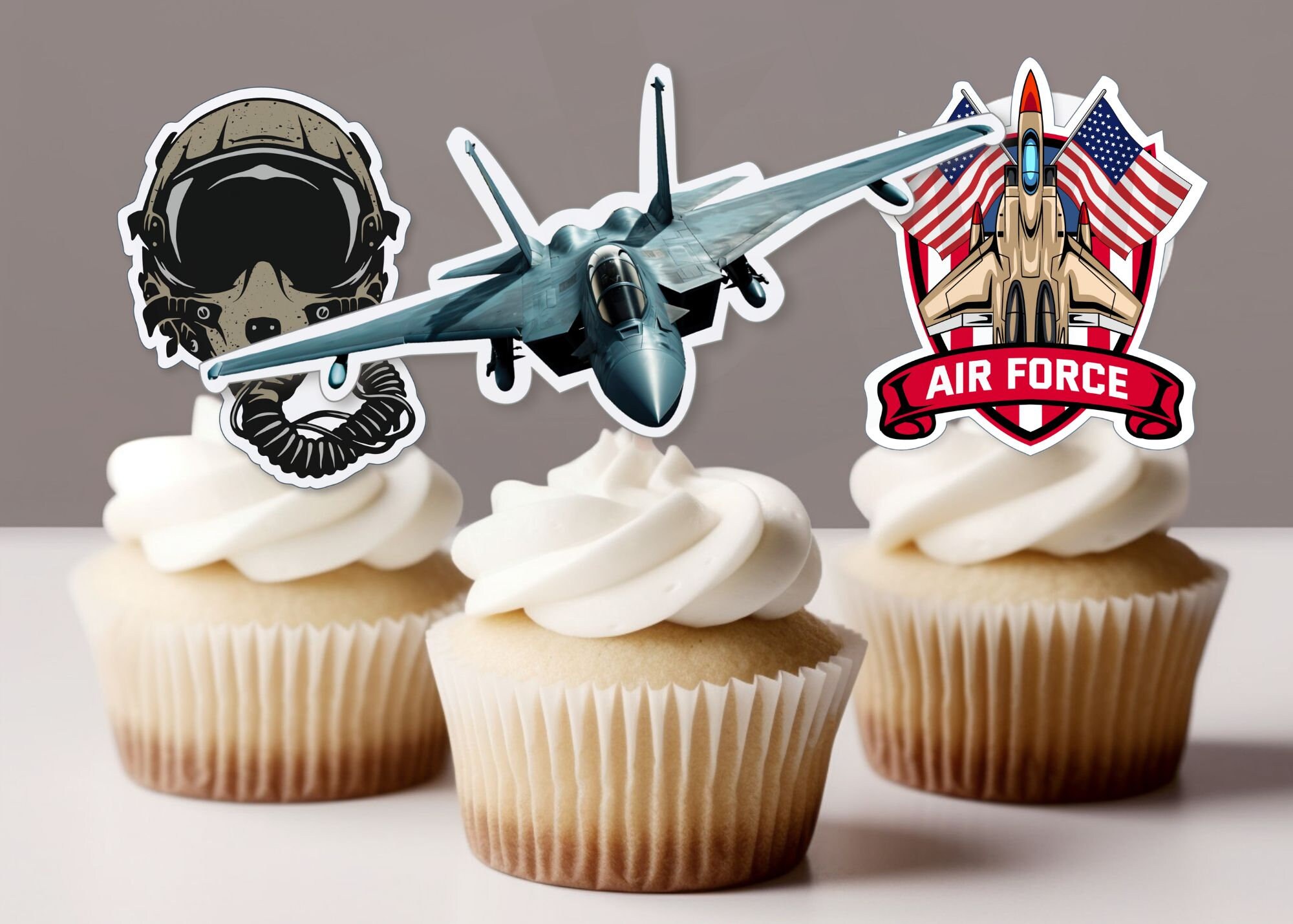 PRINTABLE Set of 24 Fighter Aircraft Cake Toppers, Combat Aircraft ...