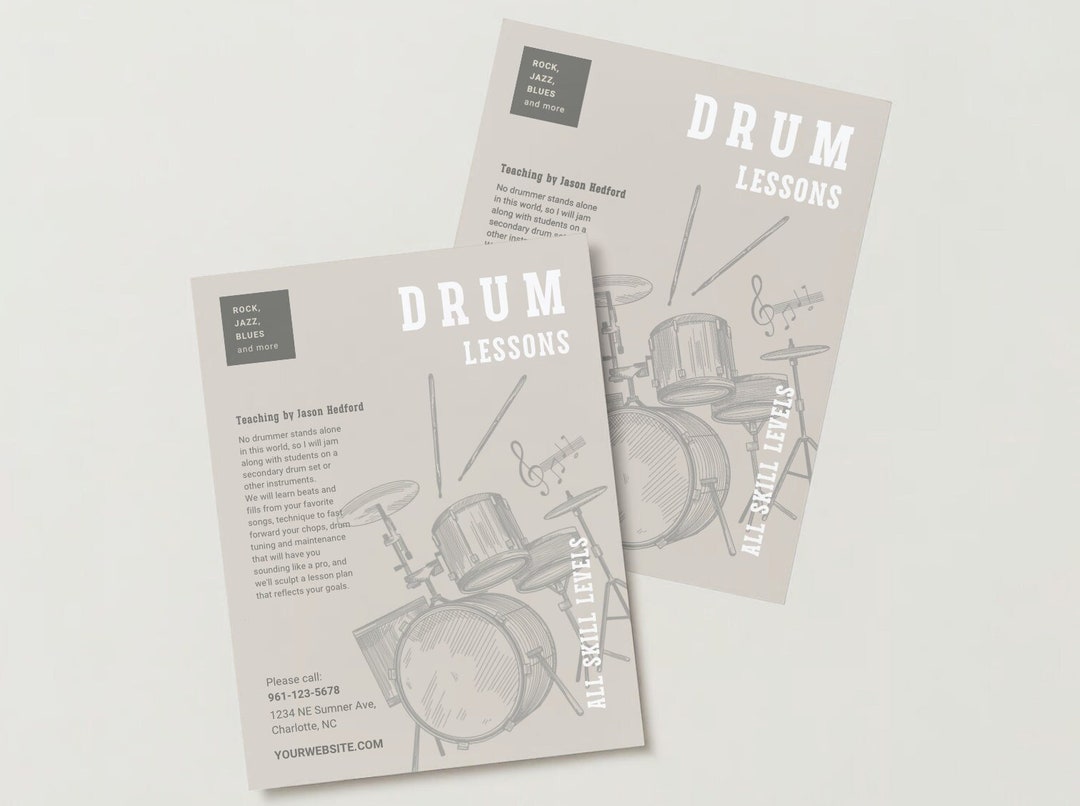 EDITABLE Drum Lessons Flyer, Drum Classes Open Enrollment Flyer ...