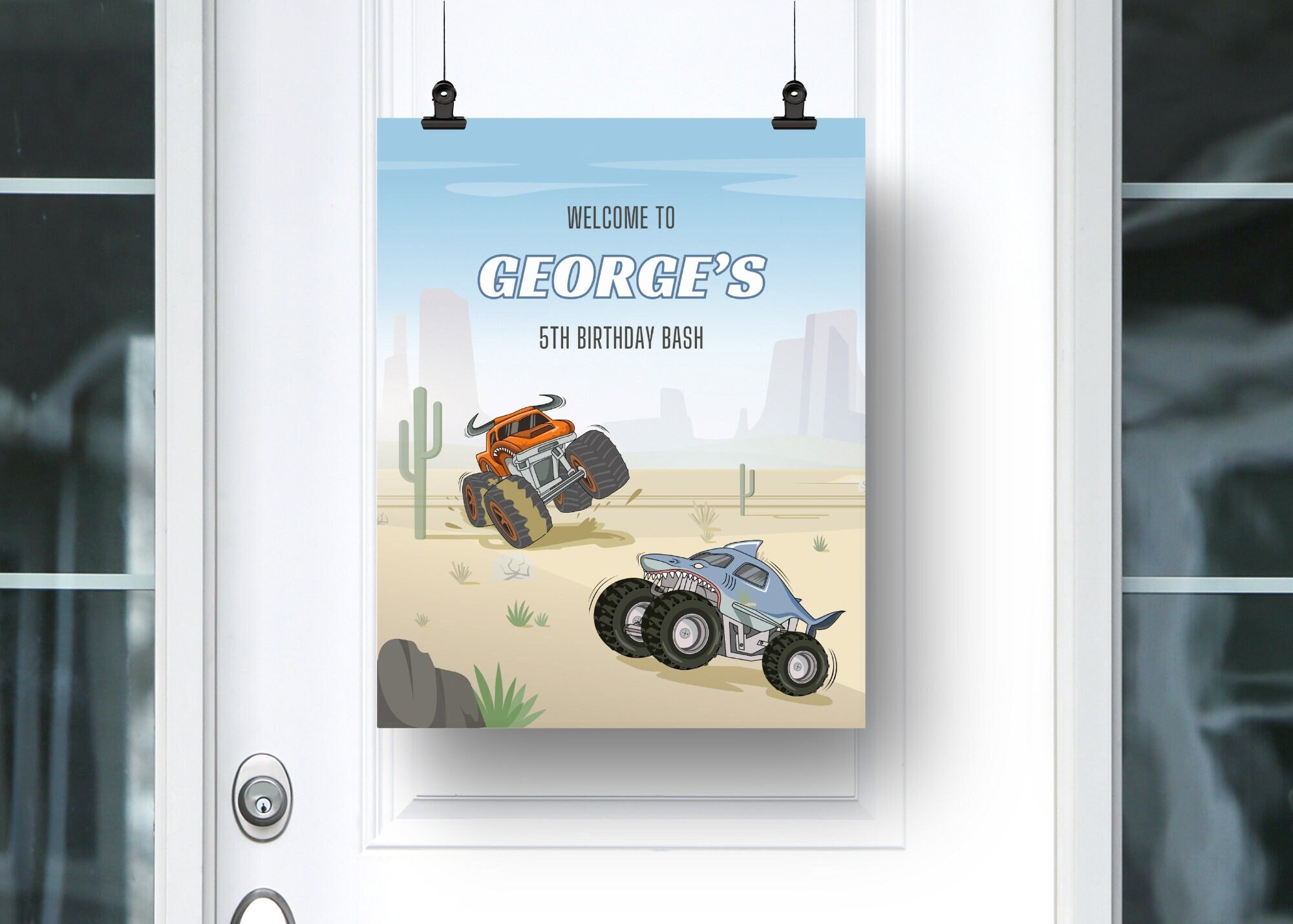 EDITABLE Monster Trucks Welcome Sign Template, Boy Birthday, Monster ...