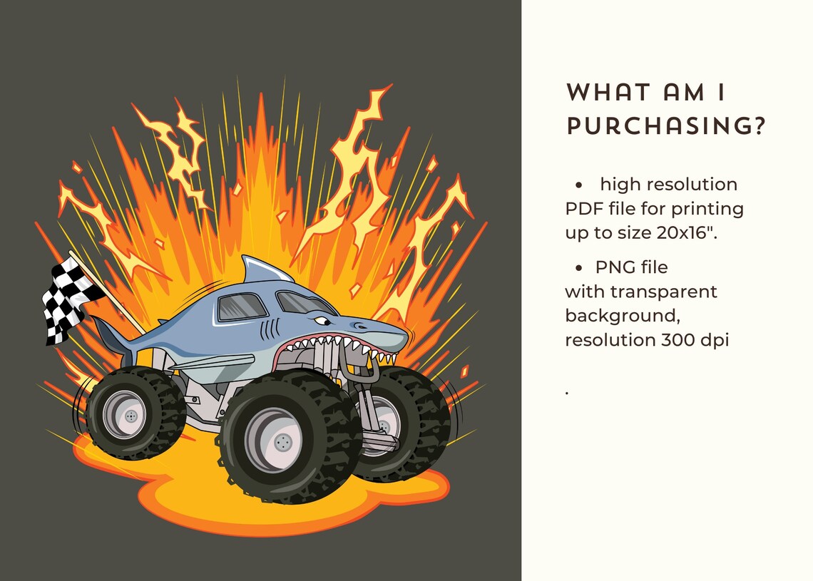 PRINTABLE Monster Trucks Centerpiece, Megalodon, Monster Jam Cutout ...