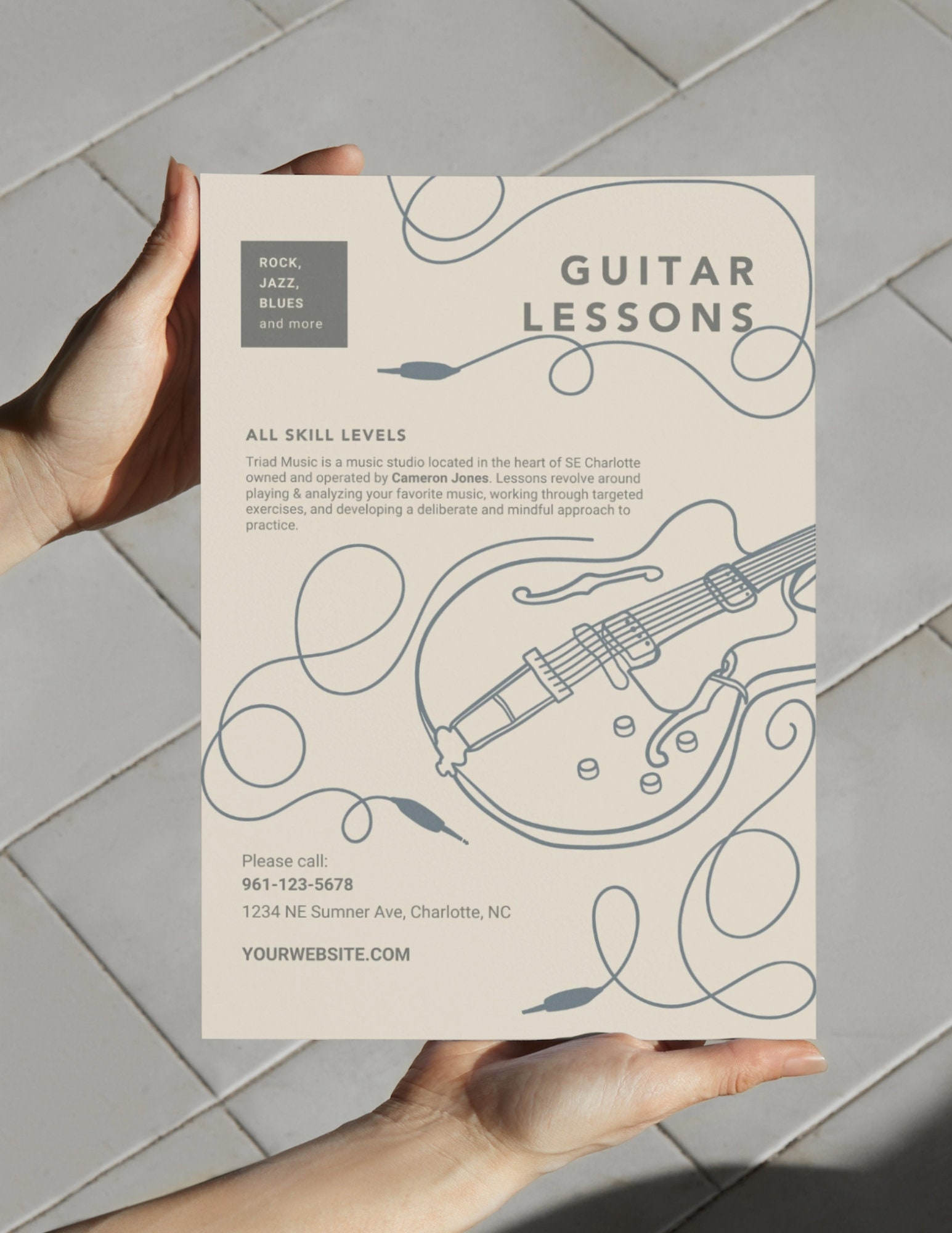 EDITABLE Guitar Lessons Flyer Guitar Classes Open Enrollment - Etsy