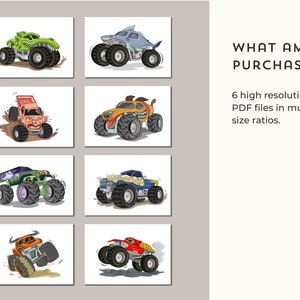 PRINTABLE Set of 8 Monster Trucks Posters, Art Print, Monster Jam, El ...