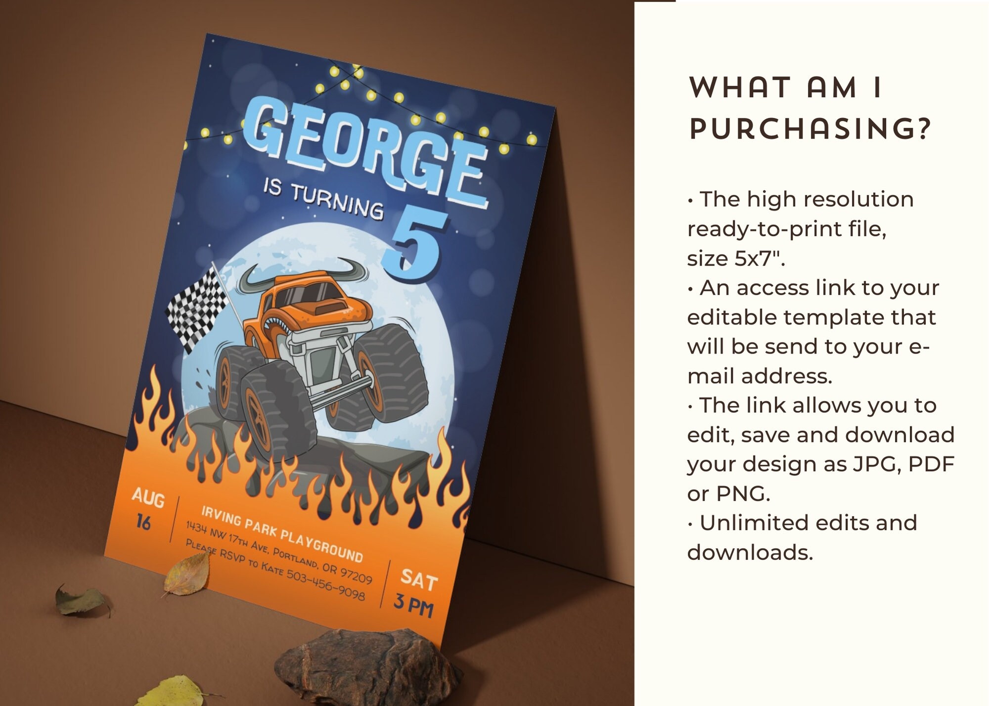EDITABLE Monster Trucks Birthday Party Invitation, Monster Jam, Boy ...