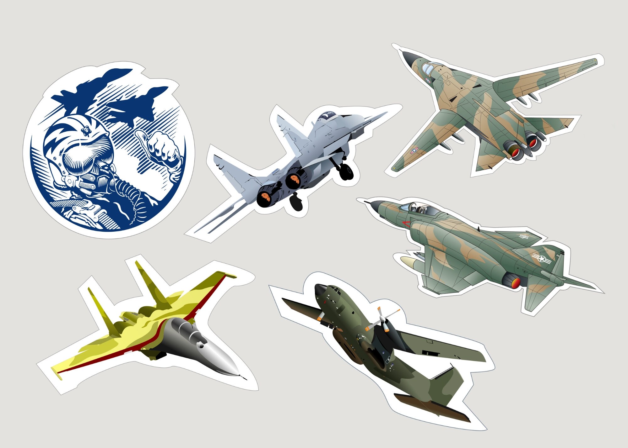PRINTABLE Set of 24 Large Fighter Aircraft Cutouts, Combat Aircraft PNG ...