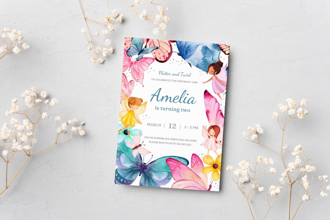 EDITABLE Fairies Themed Invitation Template, Fairy Birthday Party ...