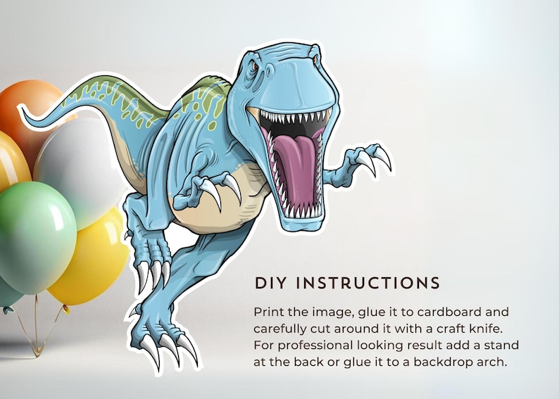 Printable Set of 9 Large Dinosaurs Cutouts, Standee, Birthday Party ...