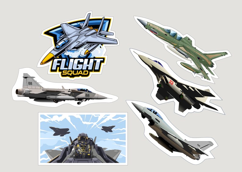 PRINTABLE Set of 24 Large Fighter Aircraft Cutouts, Combat Aircraft PNG ...