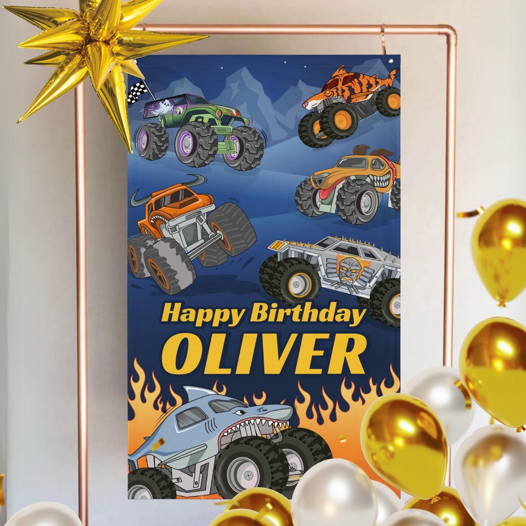 Custom Monster Jam Banner, 3 X 5 Foot Fabric Wall Decoration, Monster ...
