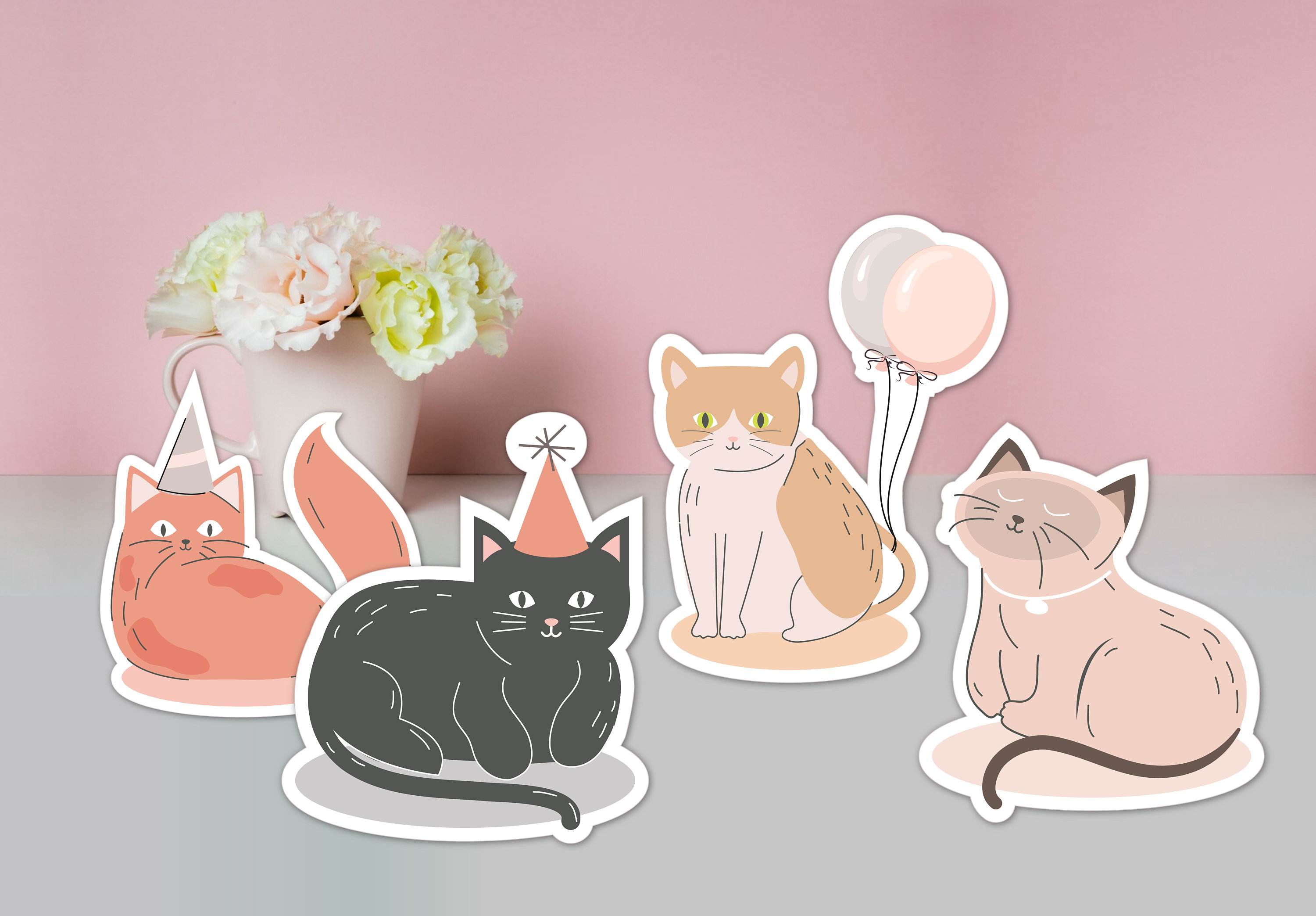 PRINTABLE Kitty Cat Centerpieces, Cats Cutouts, Backdrop, Birthday ...