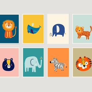 PRINTABLE Set of 8 Jungle Animals Posters, Modern Prints, Kids Room ...