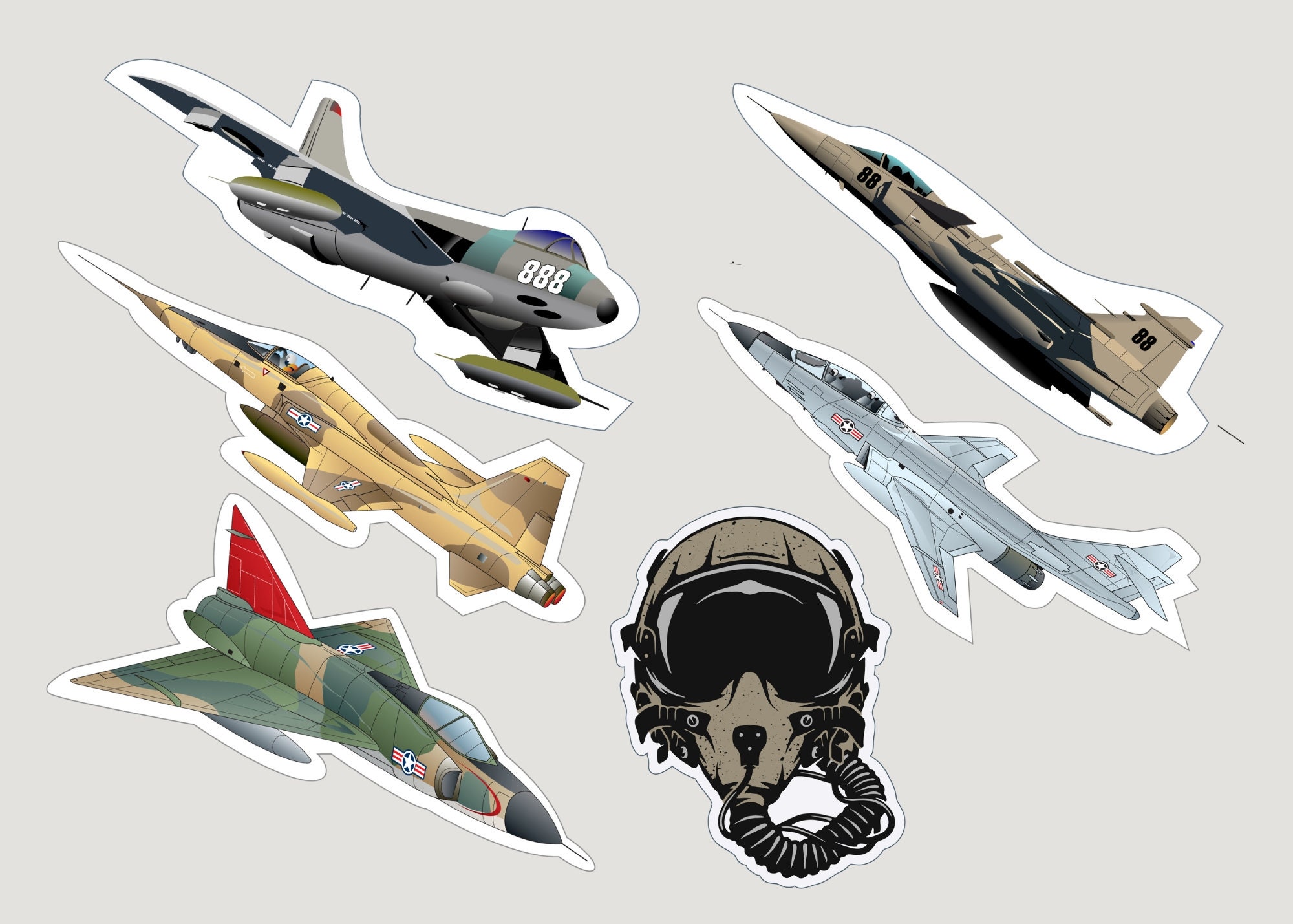 PRINTABLE Set of 24 Large Fighter Aircraft Cutouts, Combat Aircraft PNG ...