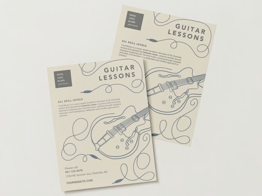 EDITABLE Guitar Lessons Flyer, Guitar Classes Open Enrollment Flyer ...