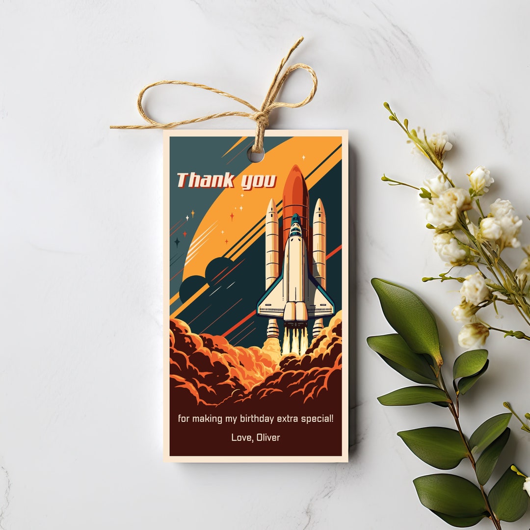 EDITABLE Spaceship Thank You Swing Tag Template, Boy Birthday, Rocket ...