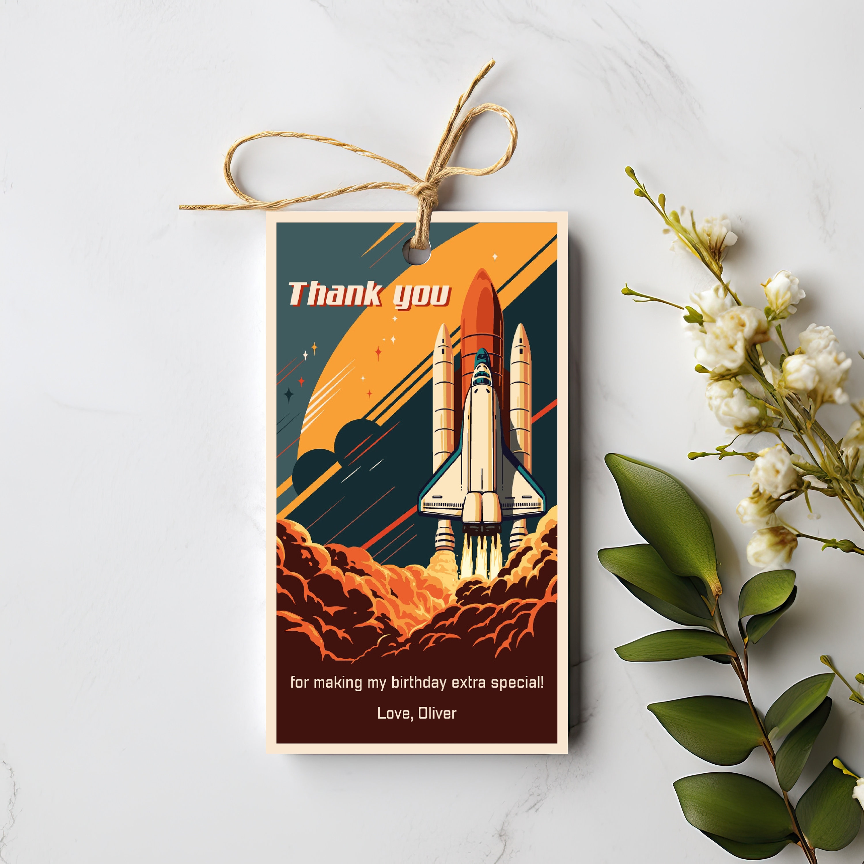EDITABLE Spaceship Thank You Swing Tag Template, Boy Birthday, Rocket ...
