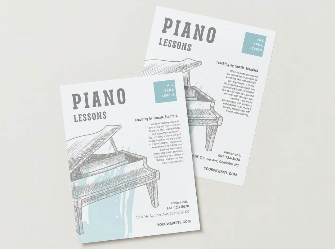 EDITABLE Piano Lessons Flyer Piano Classes Open Enrollment - Etsy