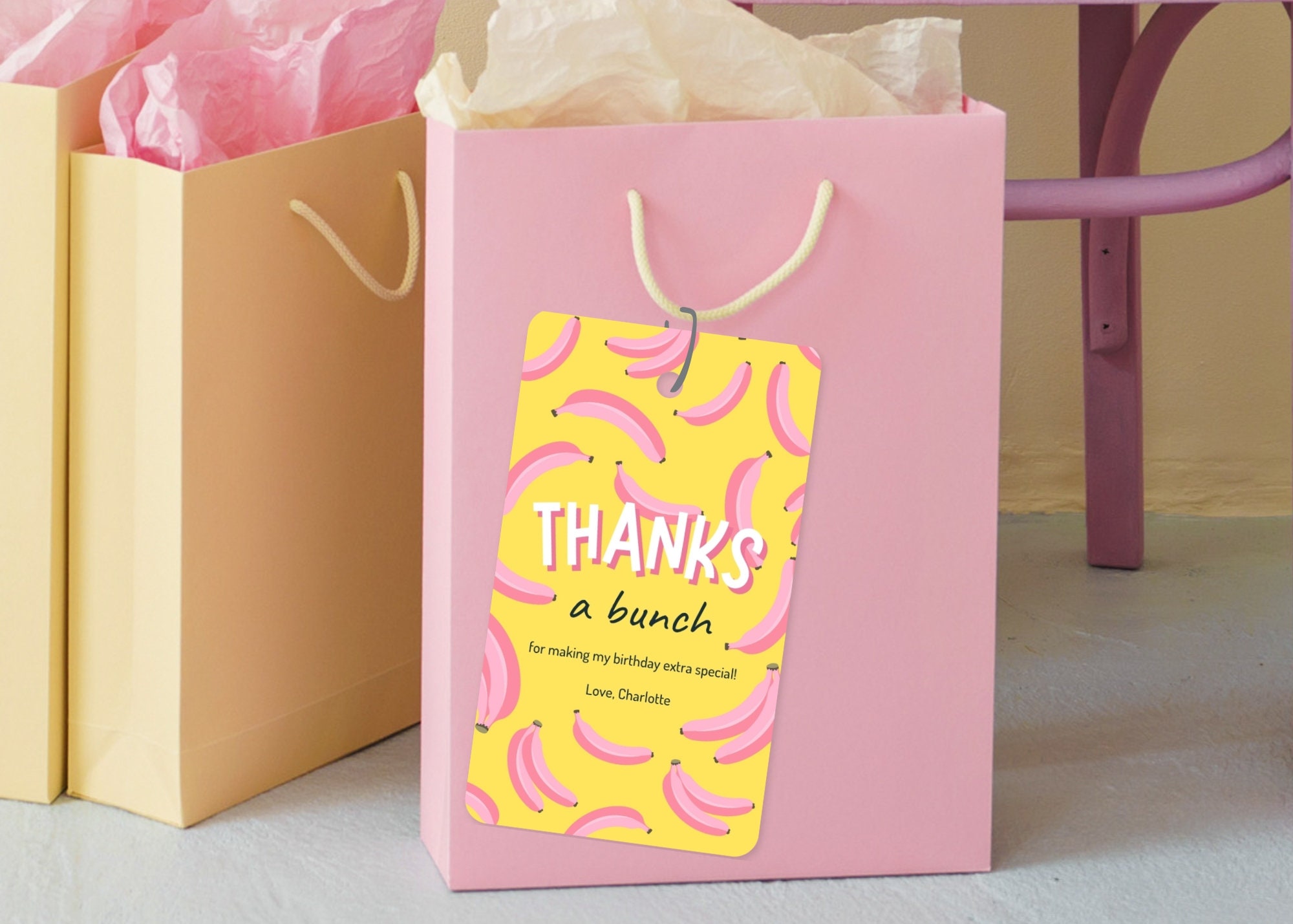 EDITABLE Let's Go Bananas Thank You Swing Tag Template, Birthday Decor ...