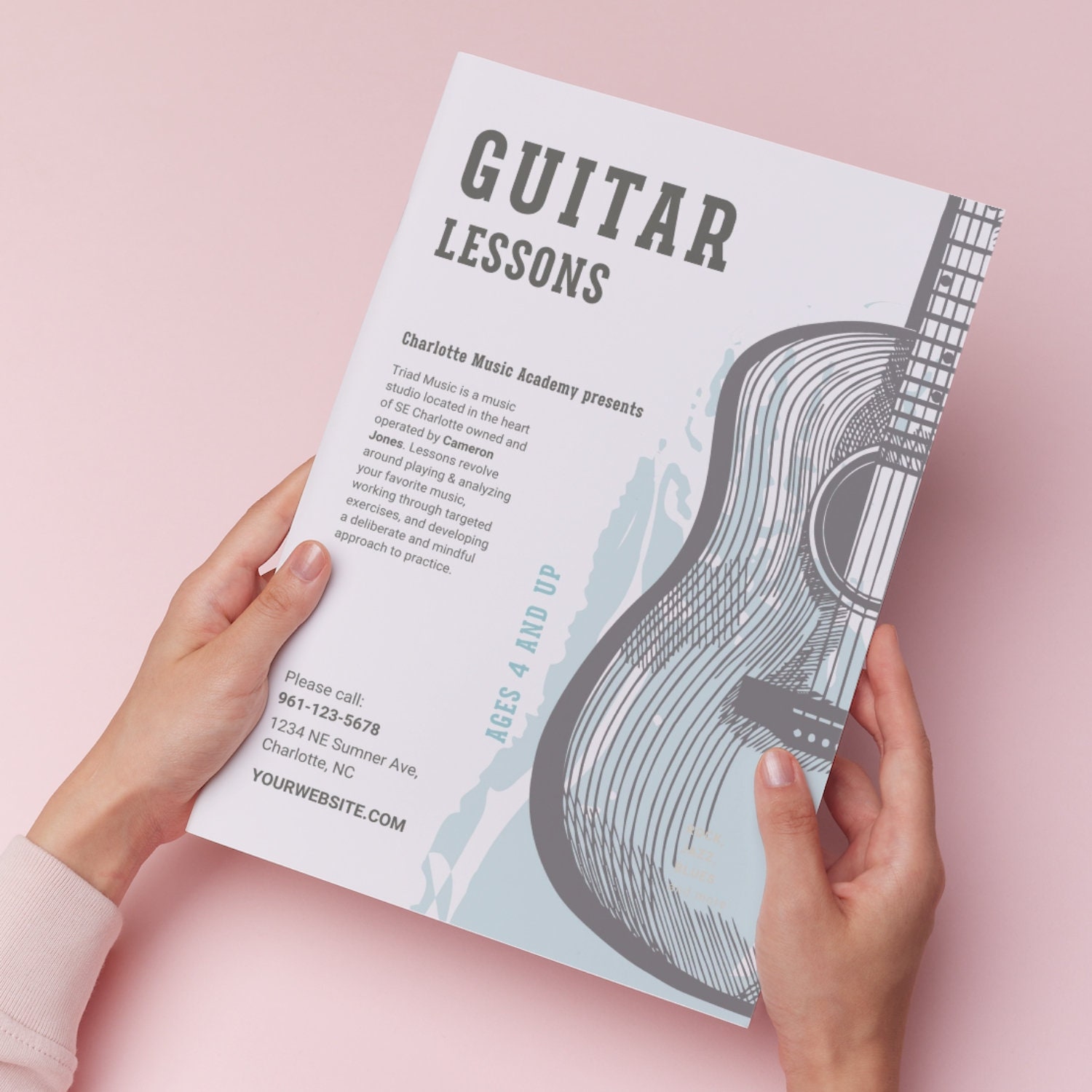 EDITABLE Guitar Lessons Flyer, Guitar Classes Open Enrollment Flyer ...