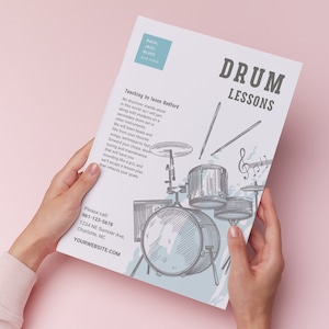 EDITABLE Drum Lessons Flyer, Drum Classes Open Enrollment Flyer ...
