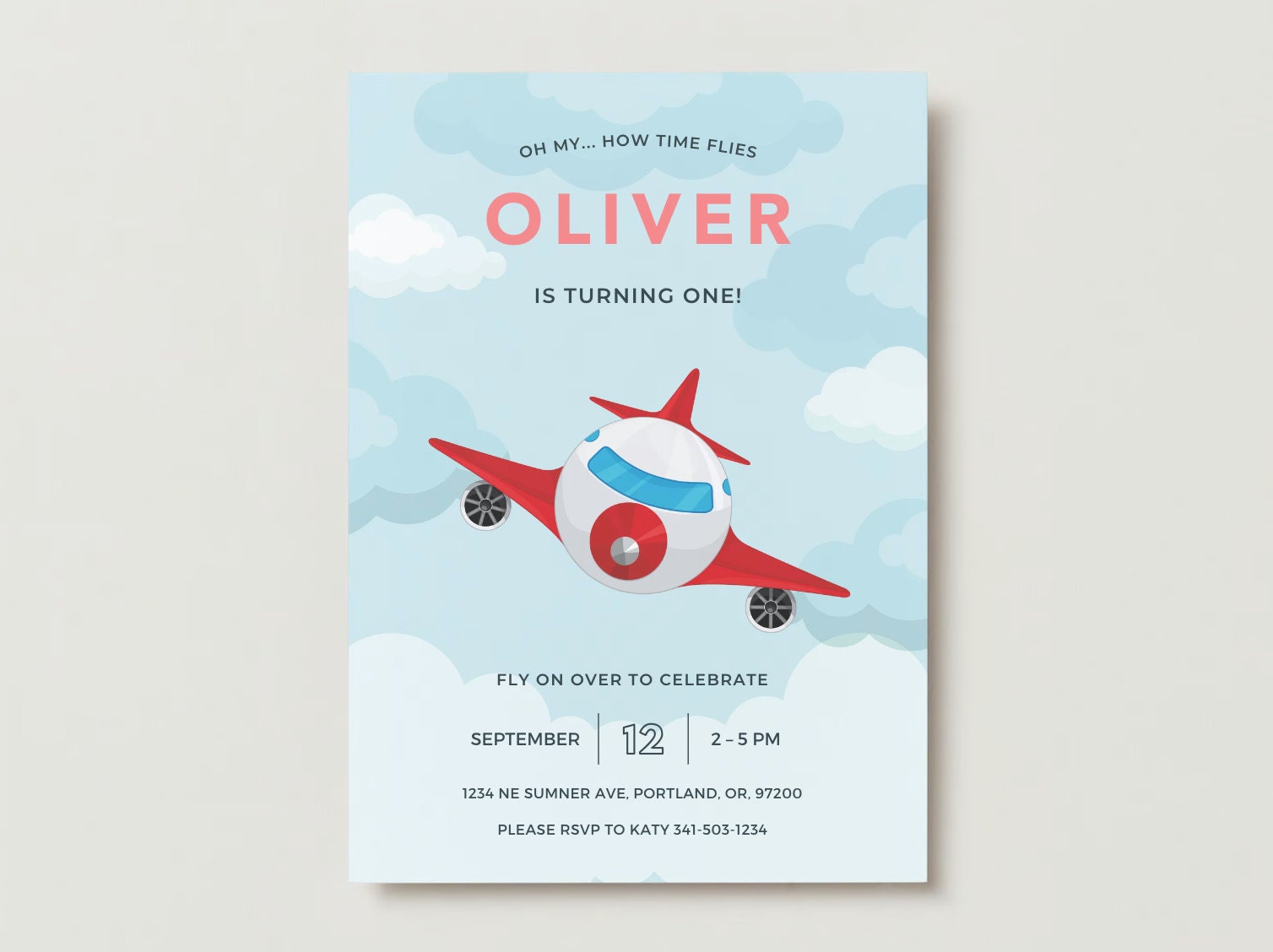 EDITABLE Airplane First Birthday Invitation Template Instant Download ...