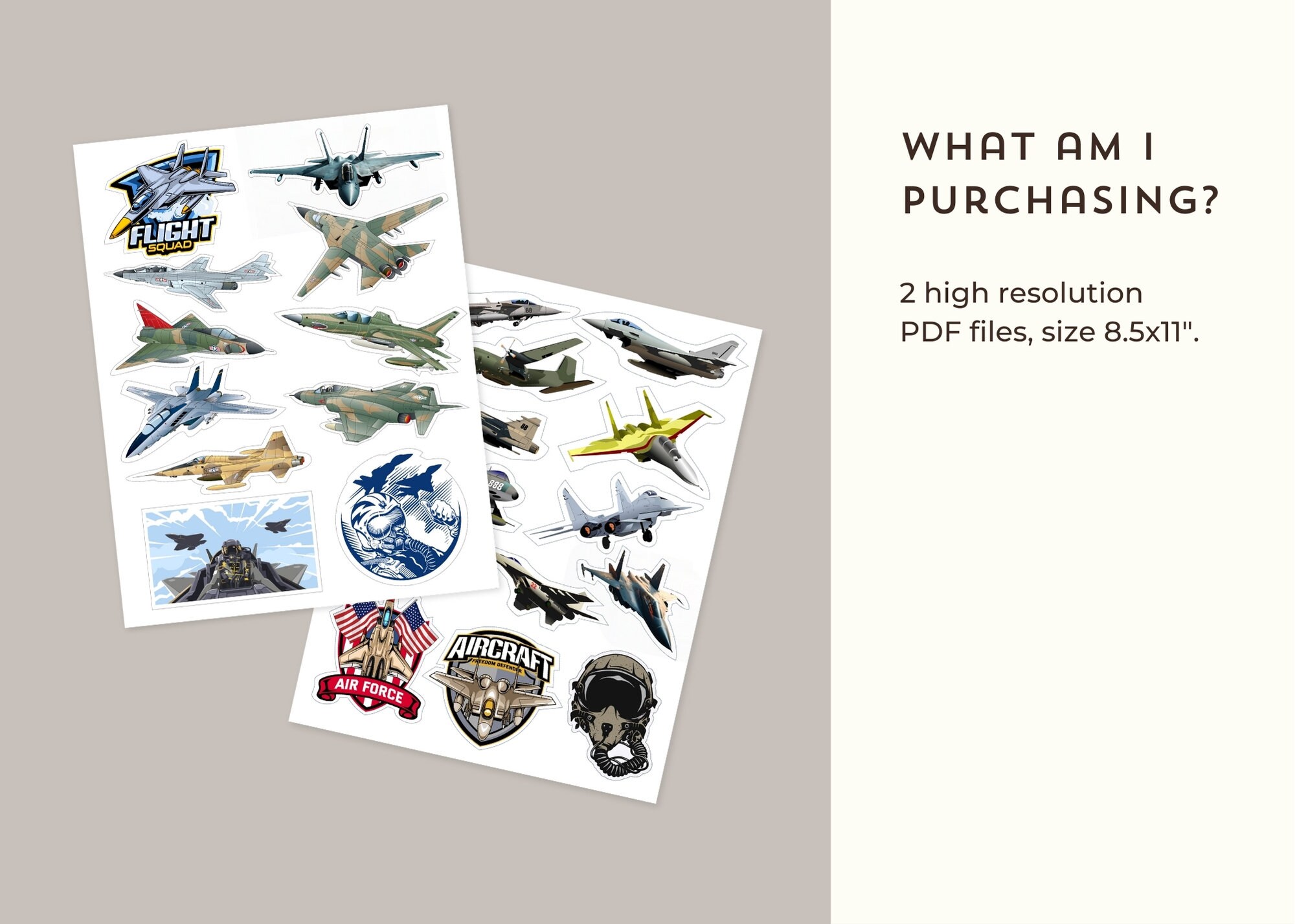 PRINTABLE Set of 24 Fighter Aircraft Cake Toppers, Combat Aircraft ...