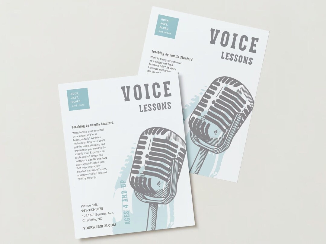 EDITABLE Voice Lessons Flyer, Voice Classes Open Enrollment Flyer ...