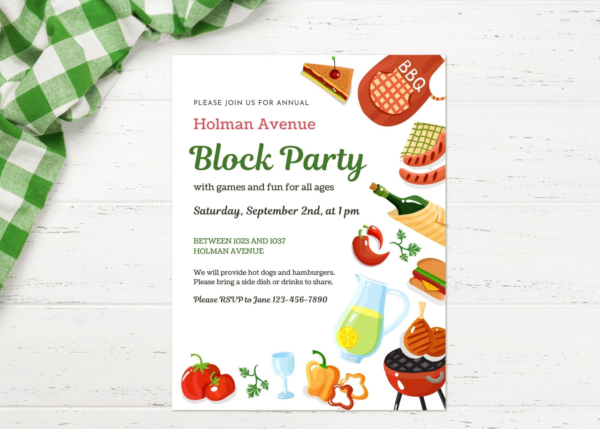 EDITABLE Neighborhood Block Party Flyer, BBQ Invitation, Neighborhood ...