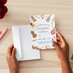EDITABLE Music Birthday Invitation Musical Instruments Invitation Music ...