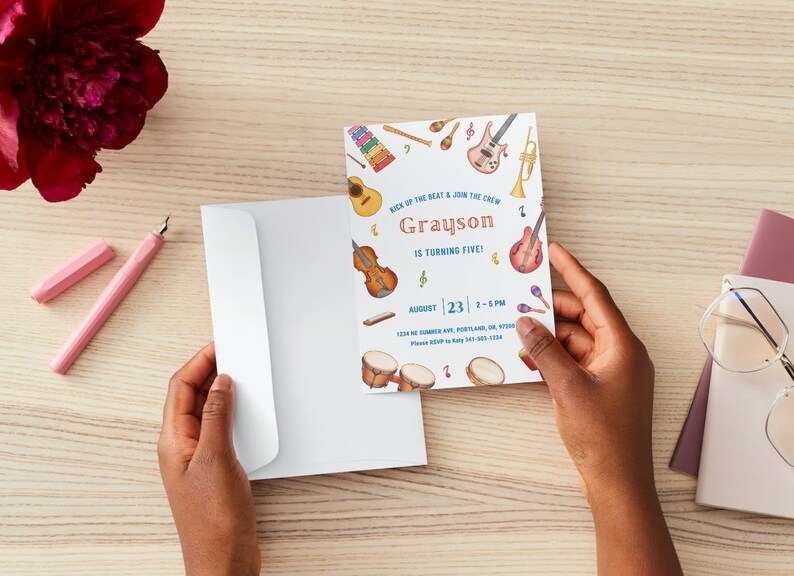 EDITABLE Music Birthday Invitation Musical Instruments Invitation Music ...