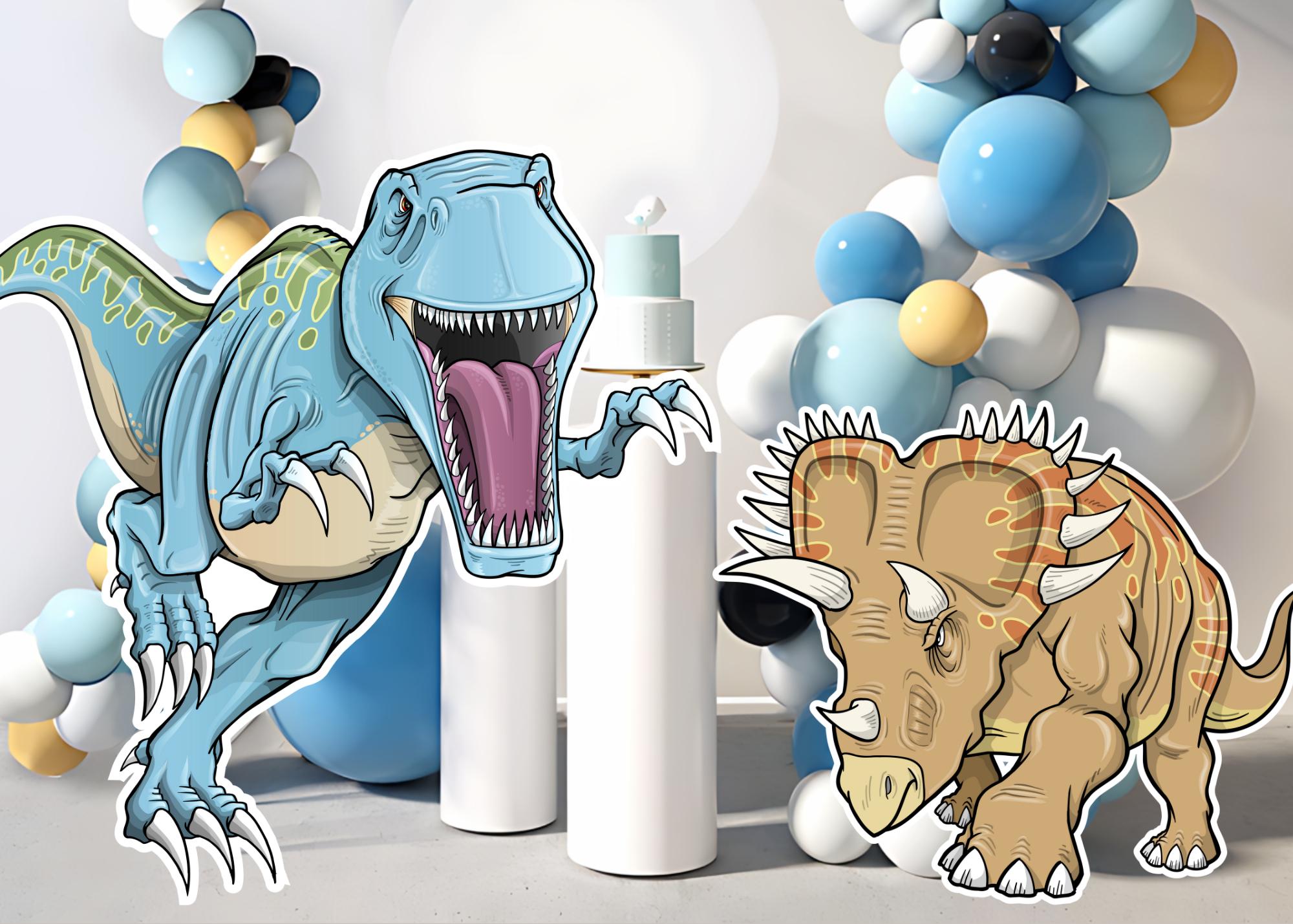 Printable Set of 9 Large Dinosaurs Cutouts, Standee, Birthday Party ...