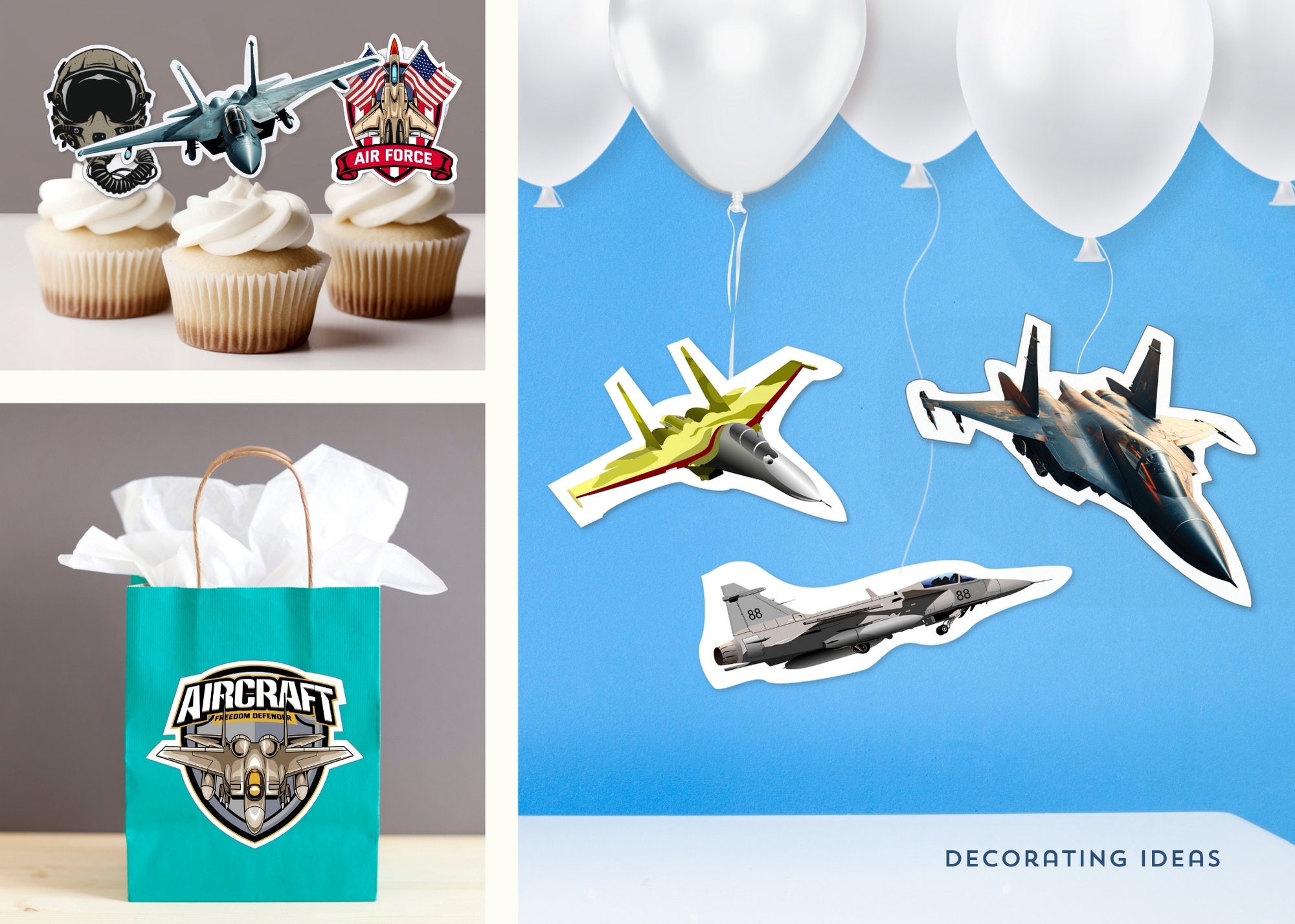 PRINTABLE Set of 24 Large Fighter Aircraft Cutouts, Combat Aircraft PNG ...