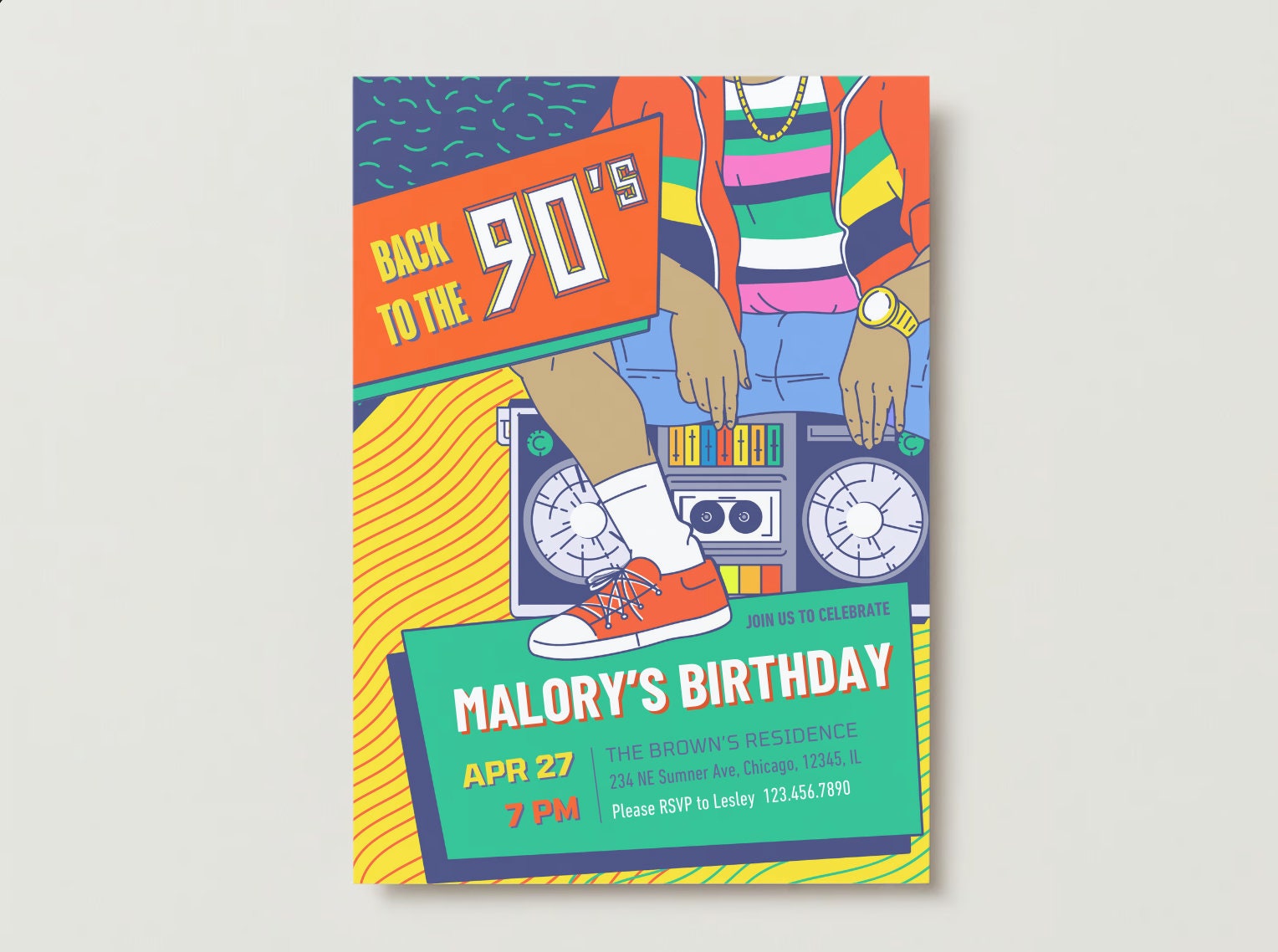 EDITABLE 90s Party Invitation Back to the 90s Throwback - Etsy