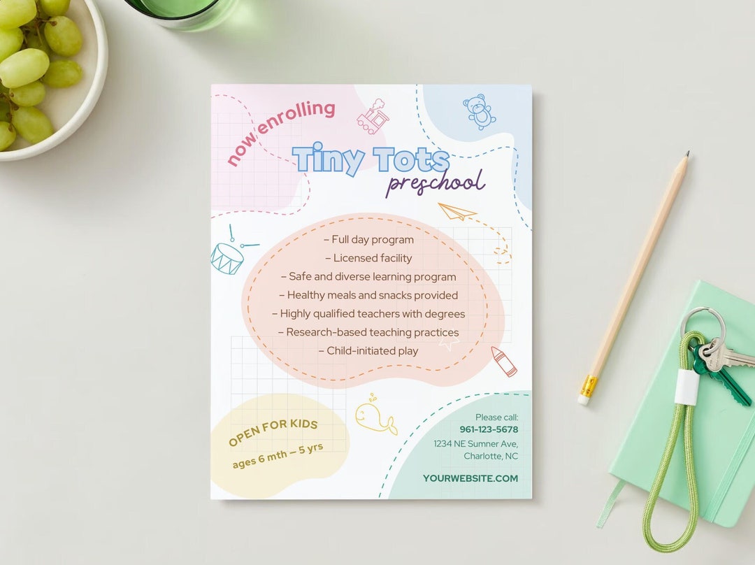 EDITABLE Preschool Enrollment Registration Flyer, Day Care Flyer ...