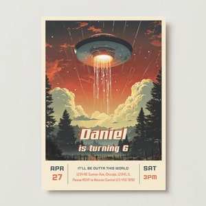 EDITABLE Alien Birthday Invitation Template, UFO Birthday Party Invite ...