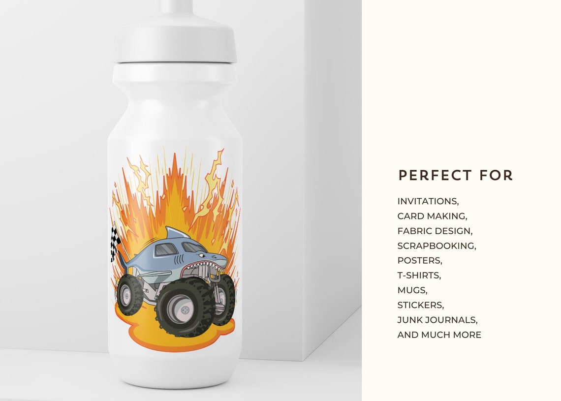 PRINTABLE Monster Trucks Centerpiece, Megalodon, Monster Jam Cutout ...