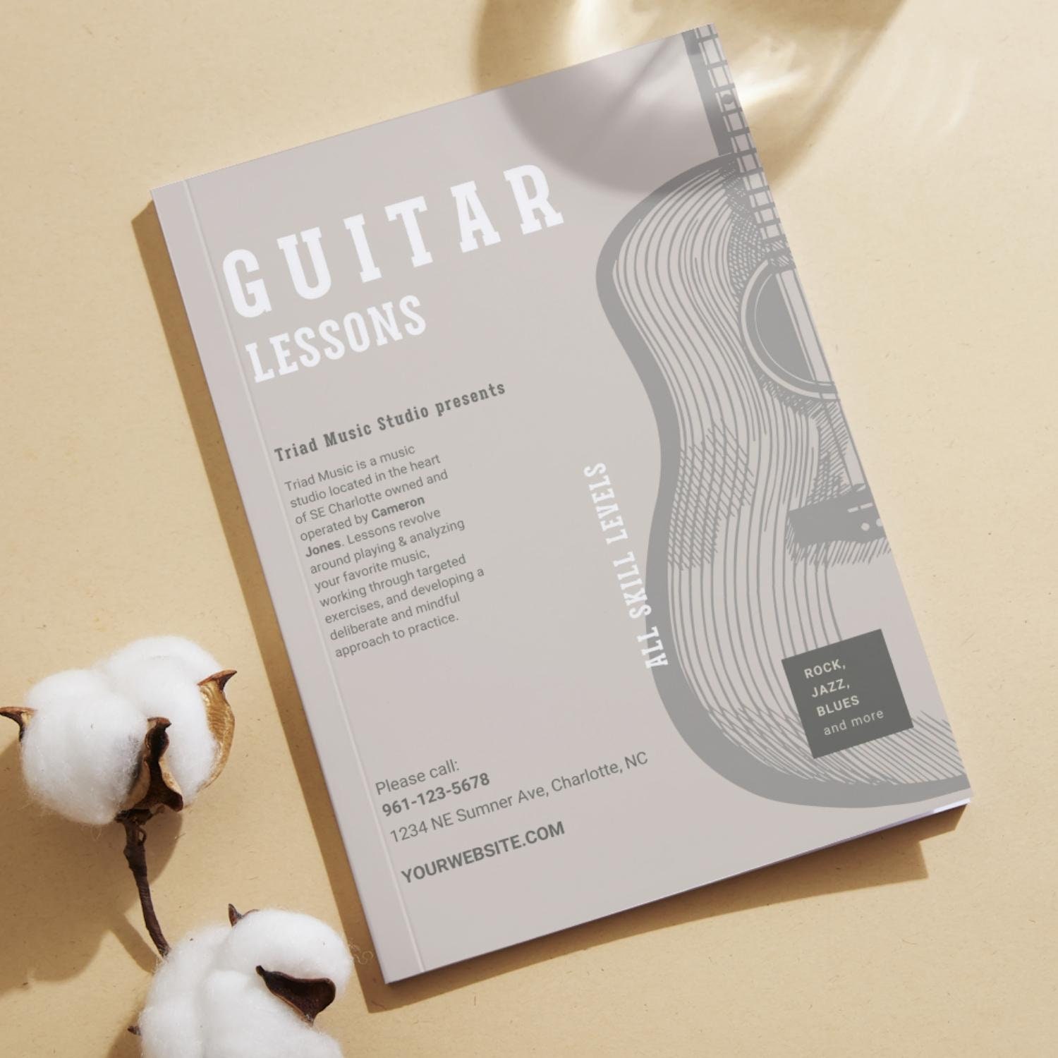 EDITABLE Guitar Lessons Flyer Guitar Classes Open Enrollment - Etsy