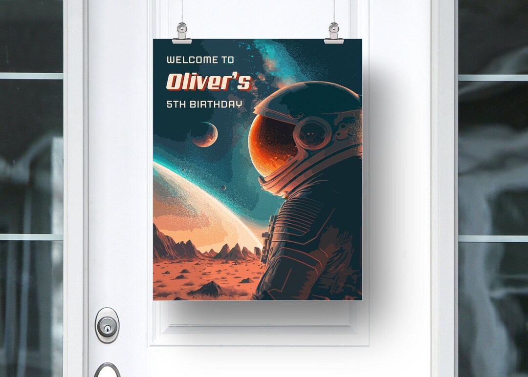 EDITABLE Space Birthday Party Welcome Sign Template, Galaxy, Astronaut ...