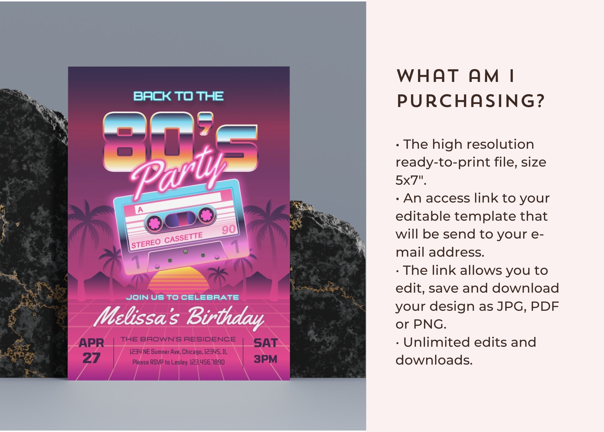 EDITABLE 80s Party Invitation, Back to the 80s, Throwback Party ...