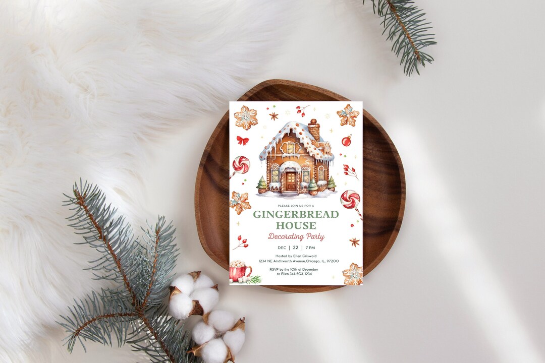 EDITABLE Gingerbread House Decorating Party Invitation - Etsy