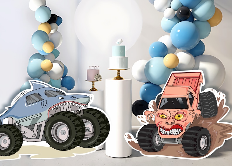 PRINTABLE Set of 9 Large Monster Trucks Cutouts, Standee, Monster Jam ...