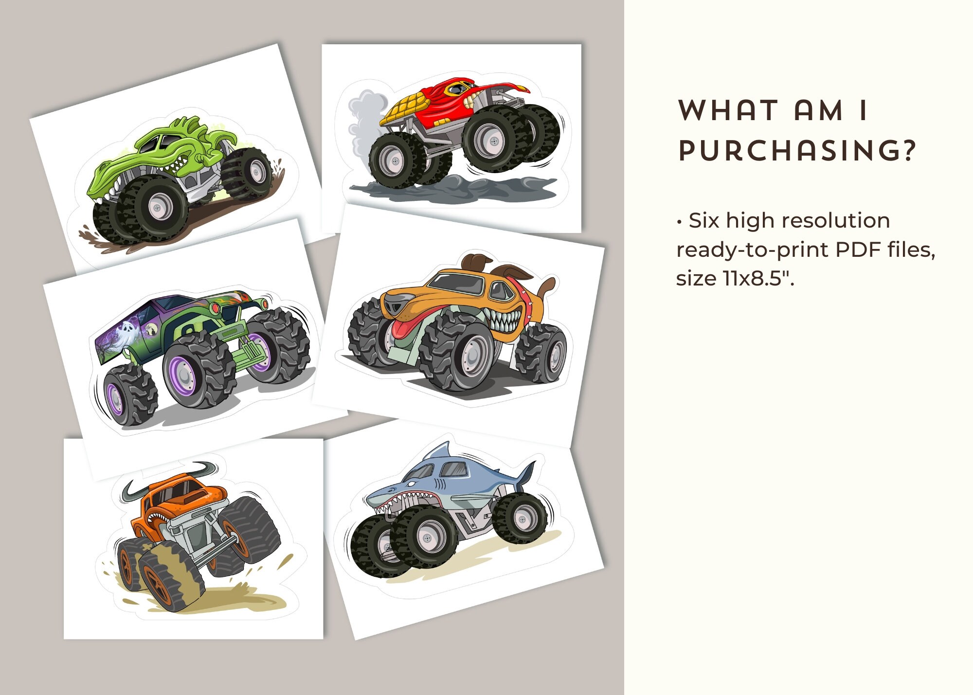 Centro de mesa IMPRIMIBLE Monster Trucks, Cumpleaños de niño, Recortes ...