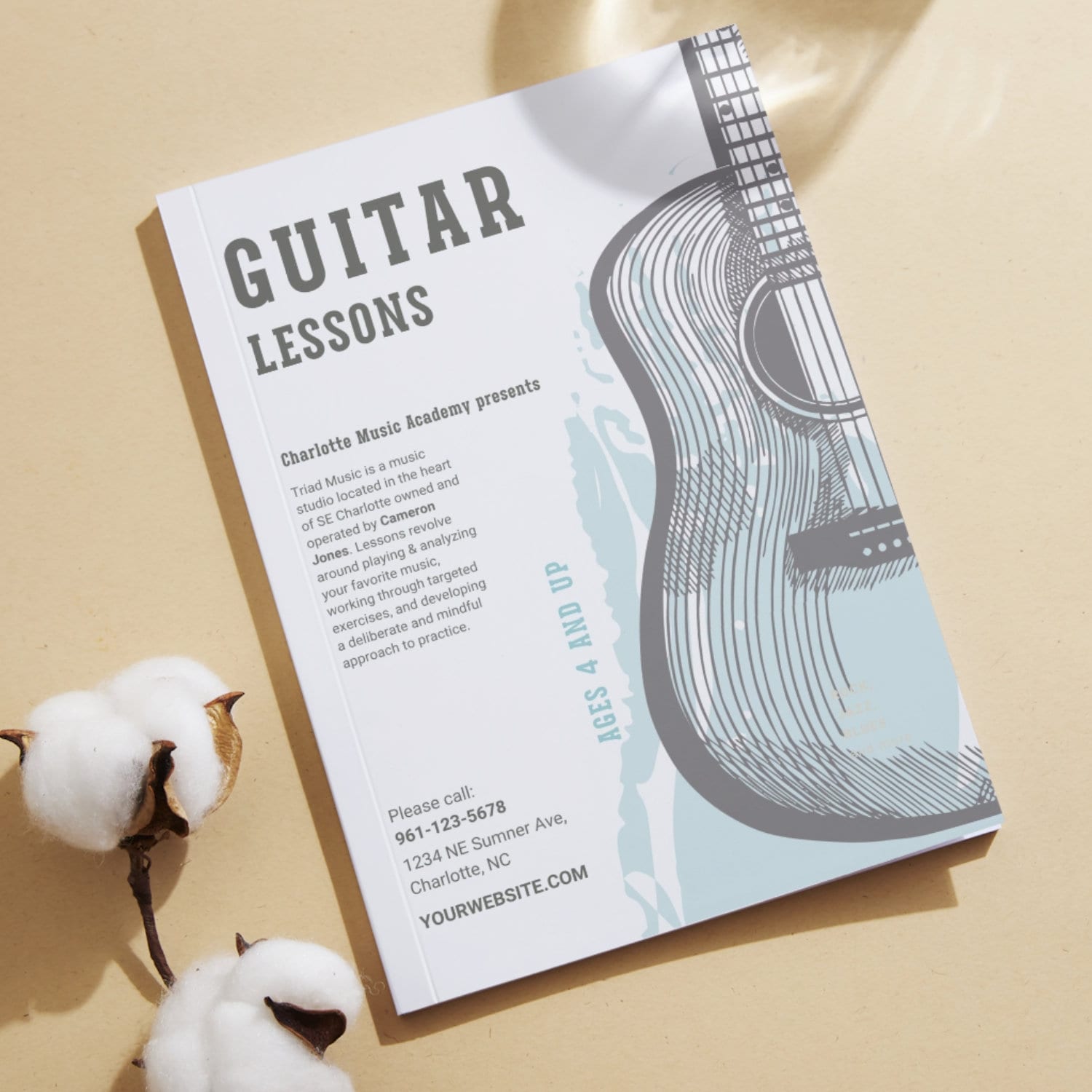 EDITABLE Guitar Lessons Flyer, Guitar Classes Open Enrollment Flyer ...