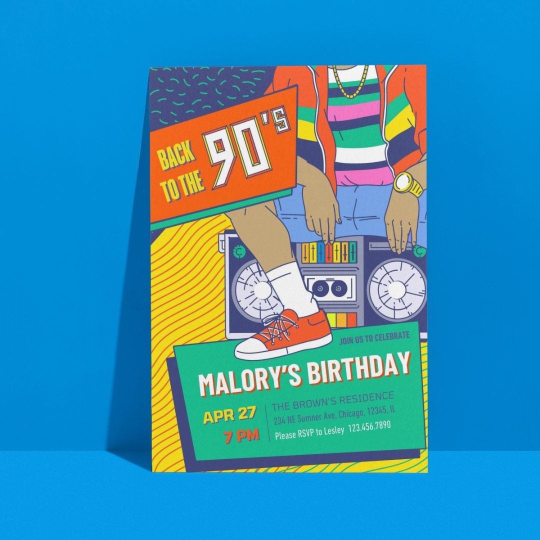 EDITABLE 90s Party Invitation, Back to the 90s, Throwback Party, House ...