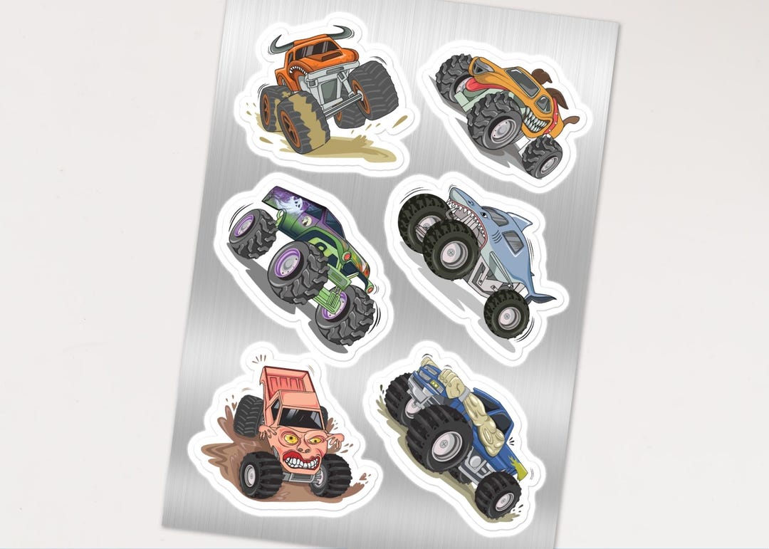 Monster Trucks Sticker Sheet, Monster Jam Stickers, Birthday Party ...